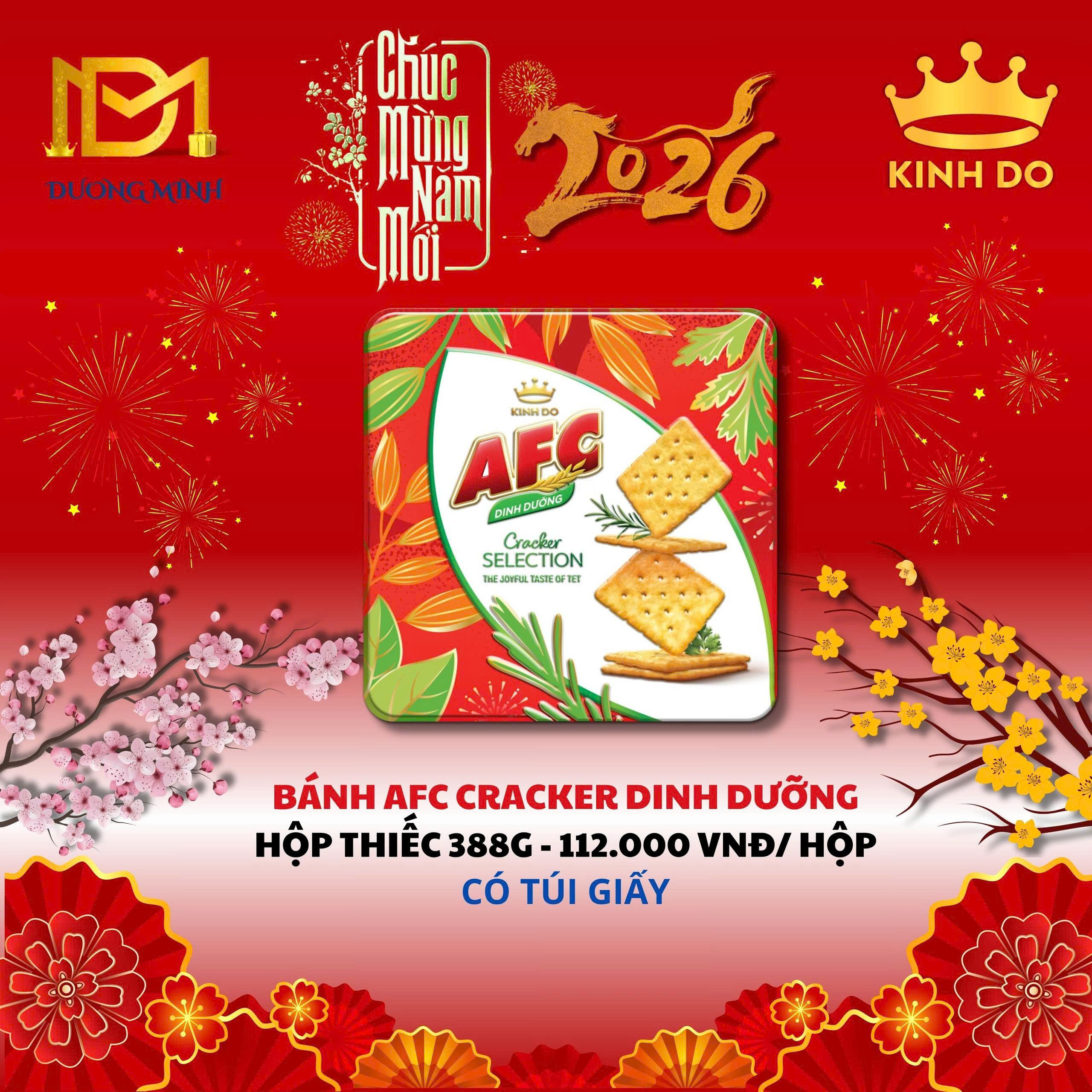 Bánh AFC Cracker Dinh Dưỡng Hộp Thiếc 388G – Kinh Đô Chính Hiệu, Sang Trọng, Bổ Dưỡng